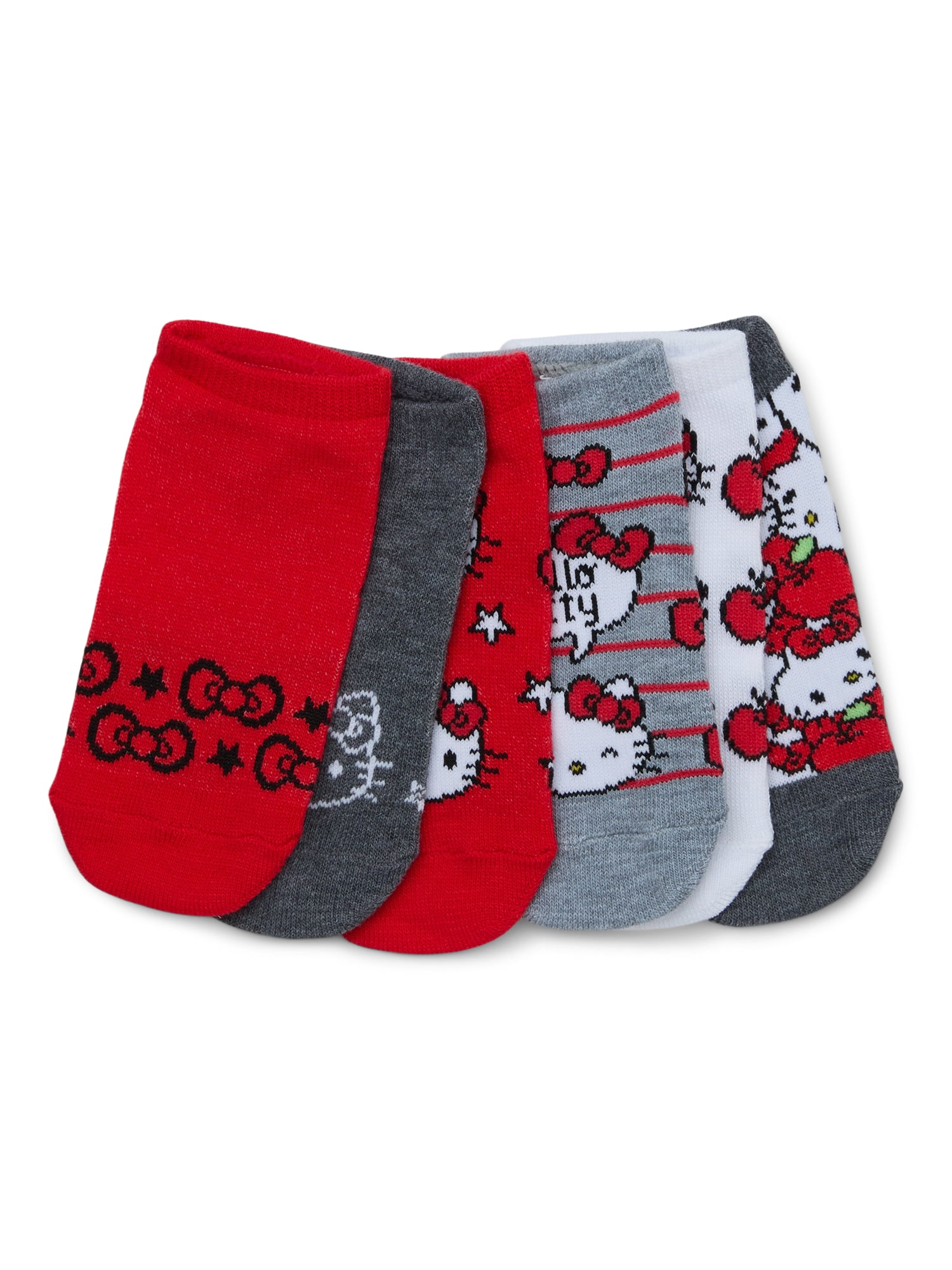 Hello Kitty Girls No-Show Socks, 6-Pack, Sizes S-L - Walmart.com