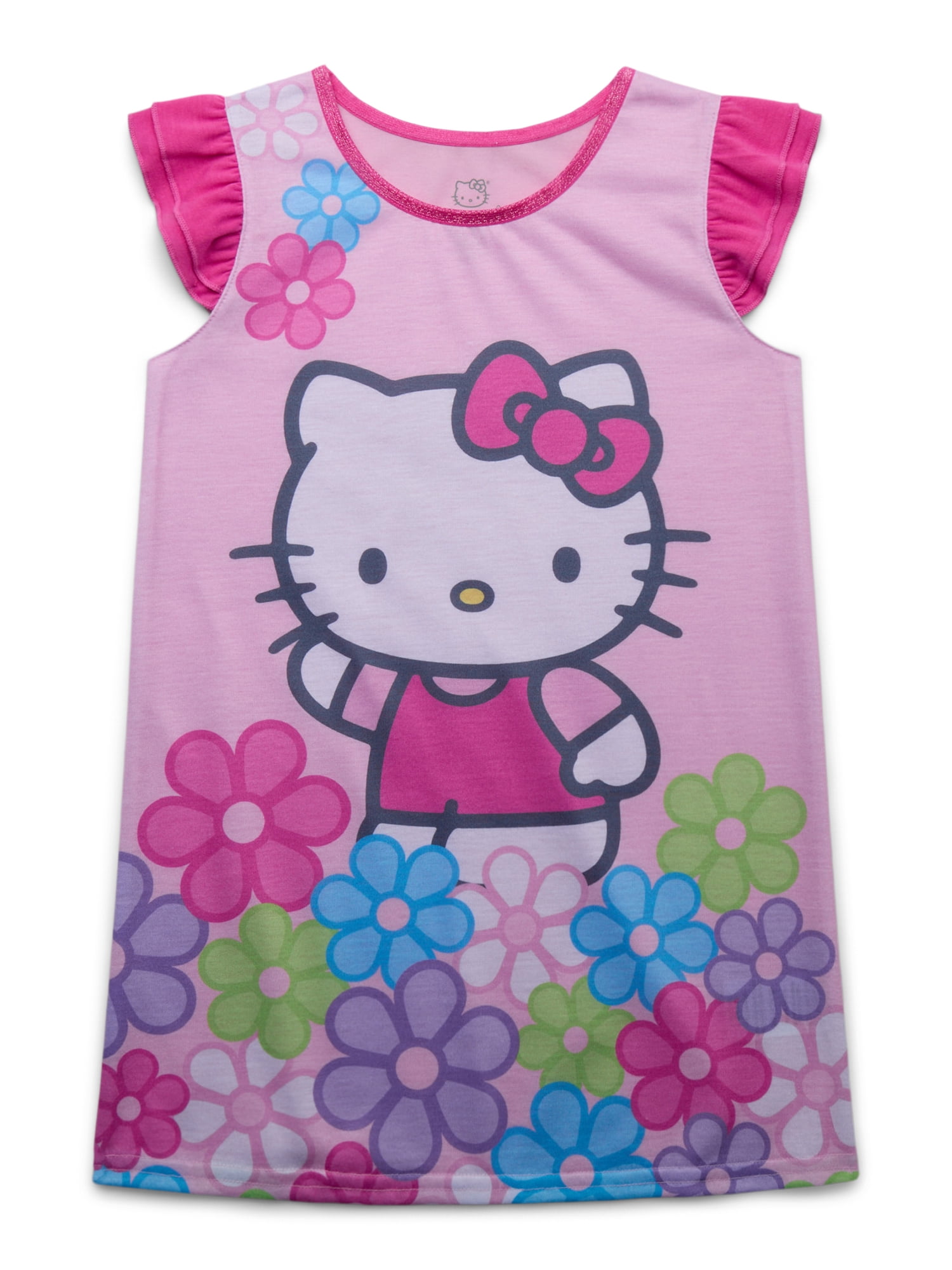 Hello Kitty Girls Pajama Nightgown with Short Sleeves, Sizes 4-13 ...