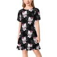 Hello Kitty Girls Short Sleeve Dress A Line Twirly Skater Dress Casual ...