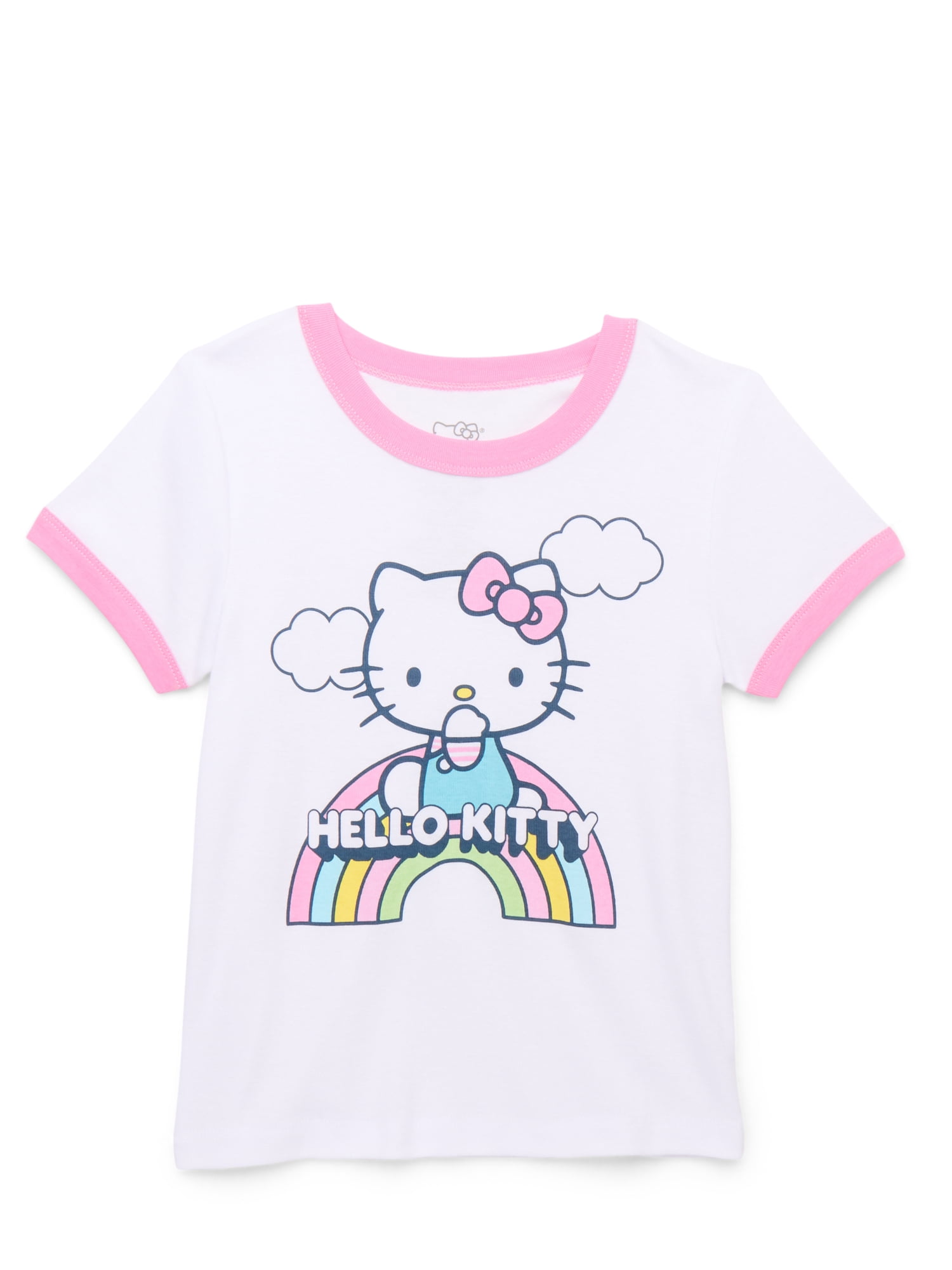 Hello Kitty Girls Short Sleeve Ringer Graphic Tee, Sizes 4-16 - Walmart.com