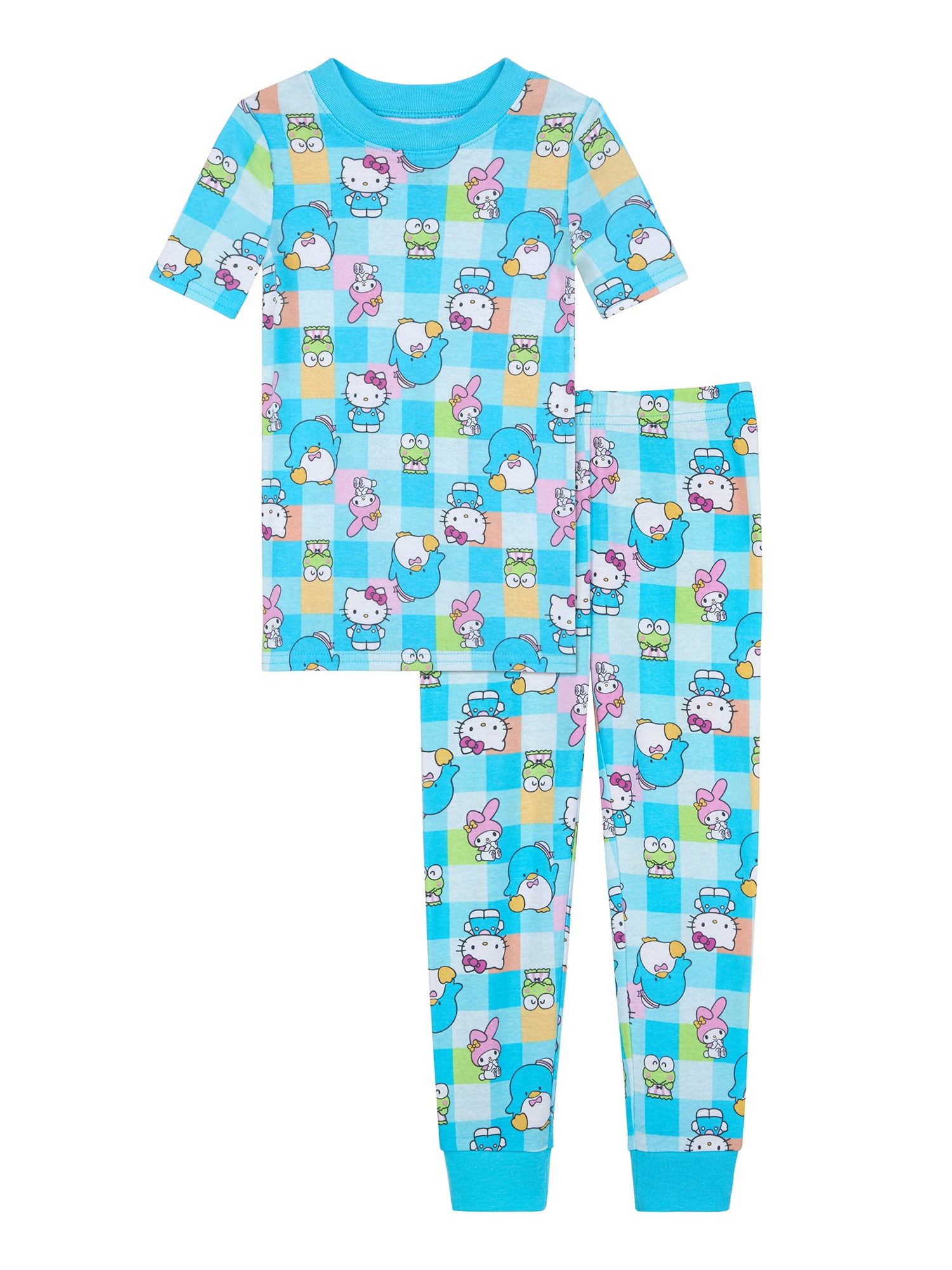 Hello Kitty Girls Cotton Short Sleeve Sleep Top and Pants Pajama Set, 2 ...