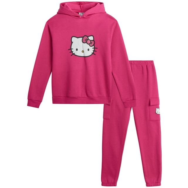 Hello Kitty Girls Sweatsuit Set - 2 Piece Hoodie Sweatshirt and Cargo ...