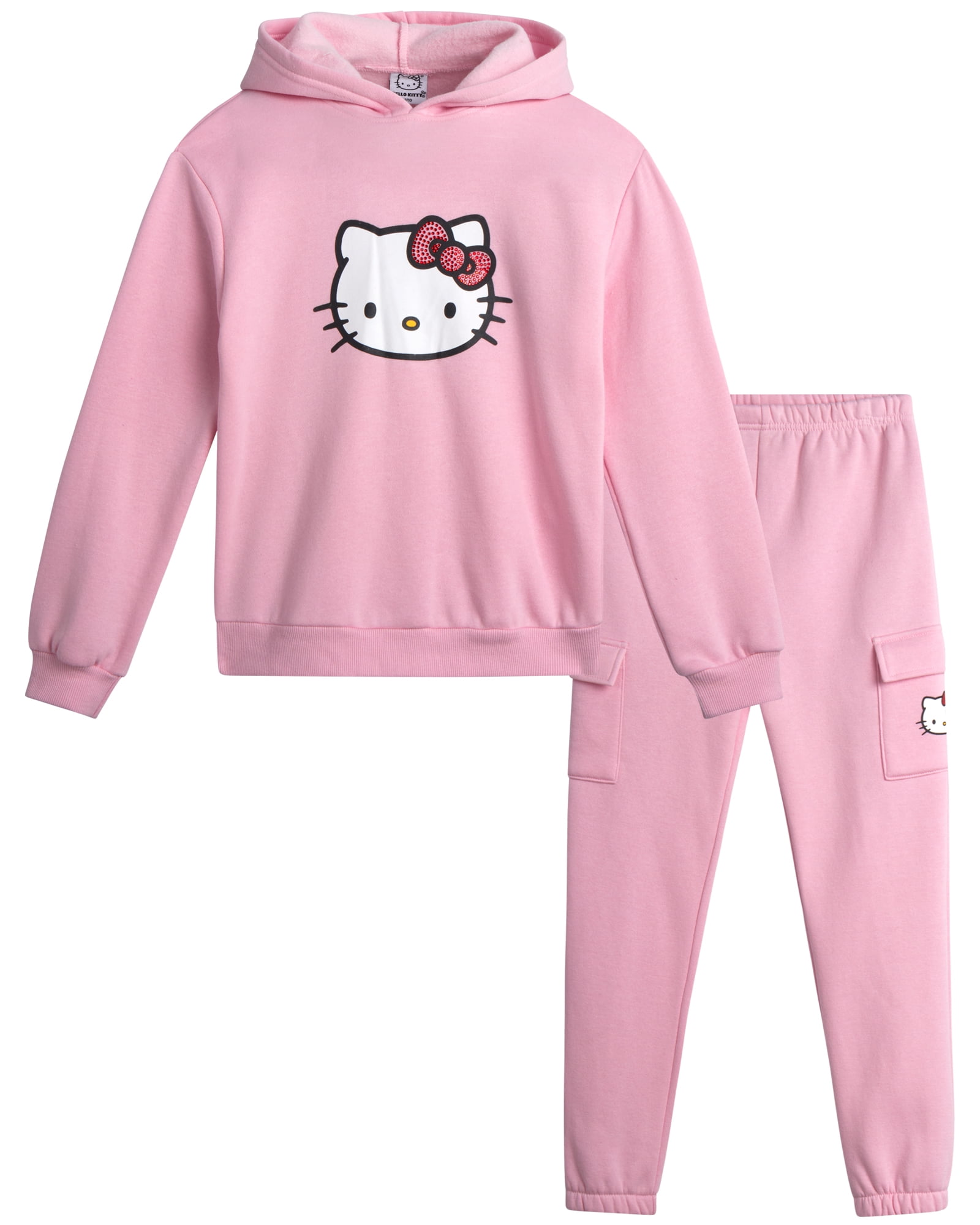 Hello Kitty Girls Sweatsuit Set - 2 Piece Hoodie Sweatshirt and Cargo ...