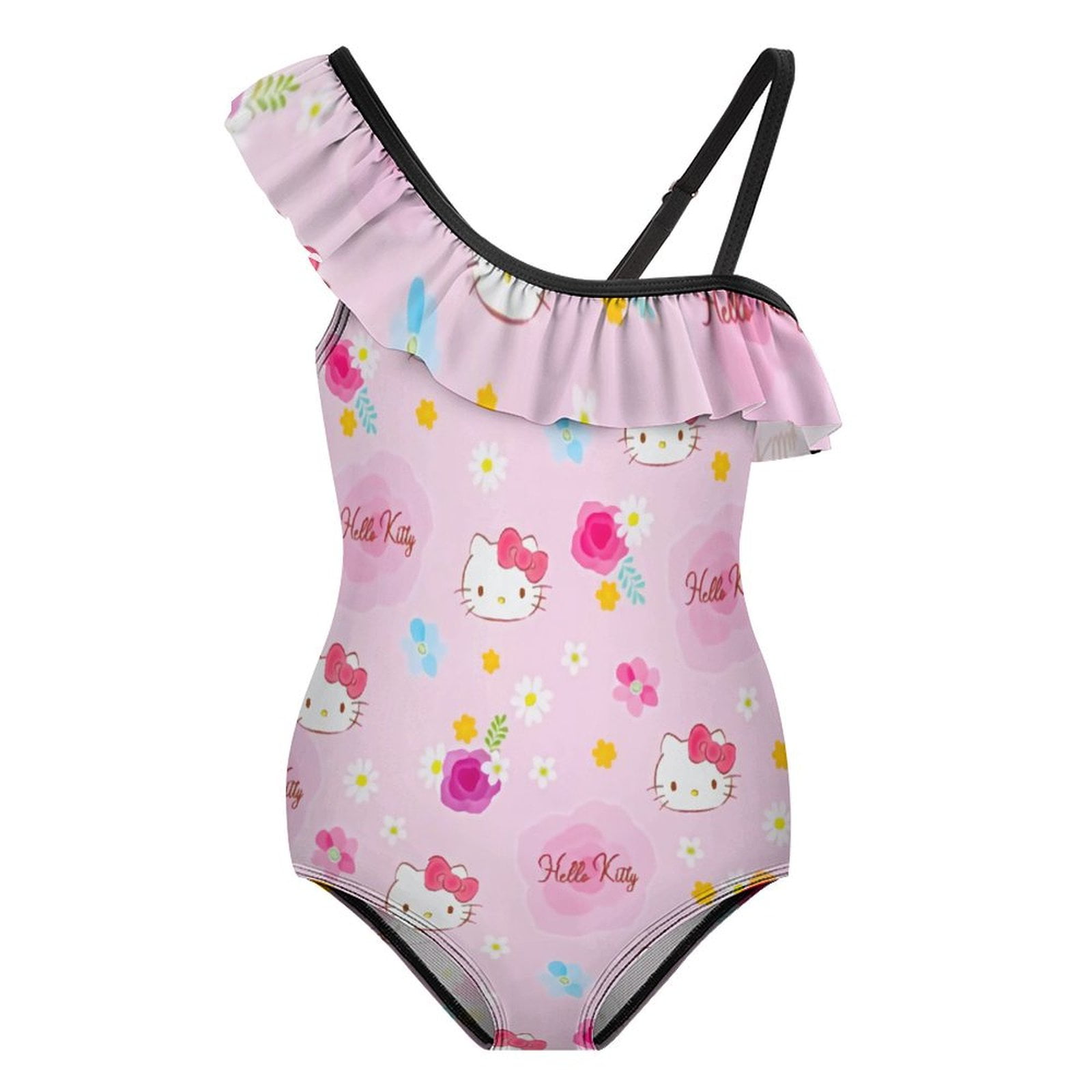 Hello-Kitty Girls Swimsuit One Piece Swimsuits Ruffle Bathing Suit Kids Beach Swimwear 6-7Y ...