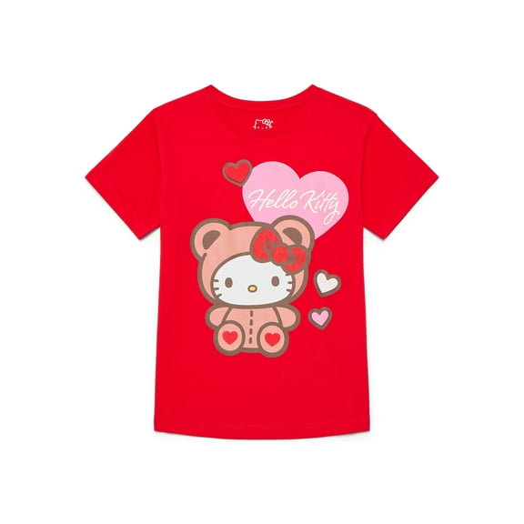 Sanrio Hello Kitty Girls Raglan Graphic Tee with Short Sleeves, Sizes 4 ...
