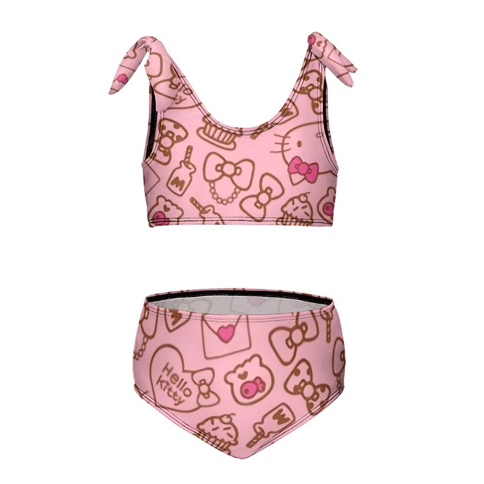 Hello Kitty Girls beach ruffled top swimsuit 2 sets 7-9Y（120cm ...