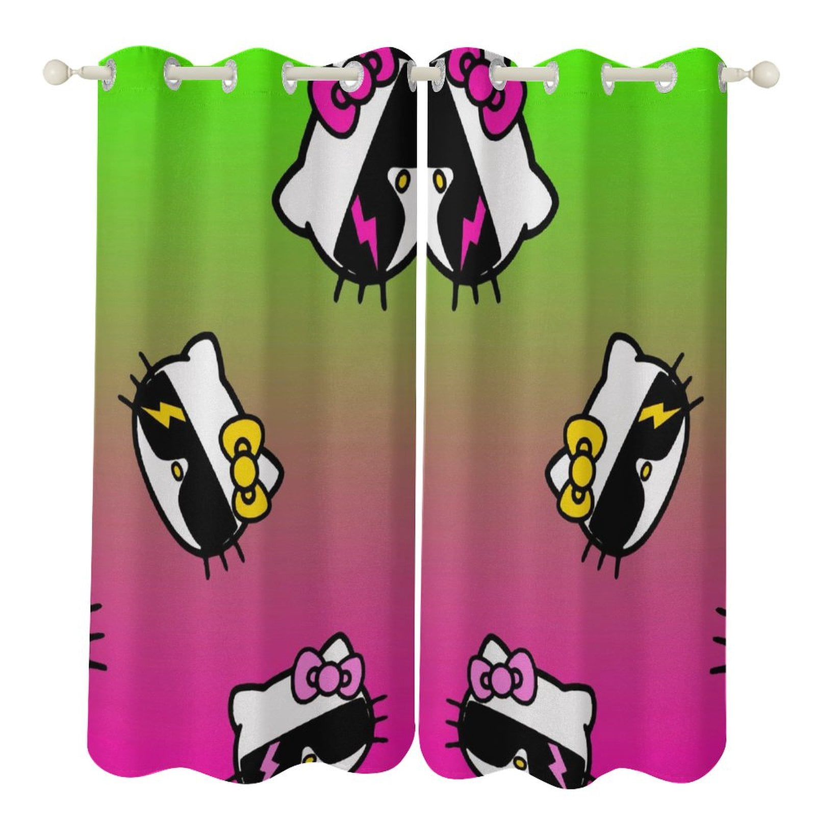 Hello Kitty with Glasses Curtains for Kids,Cartoon BlackOut Curtain for ...