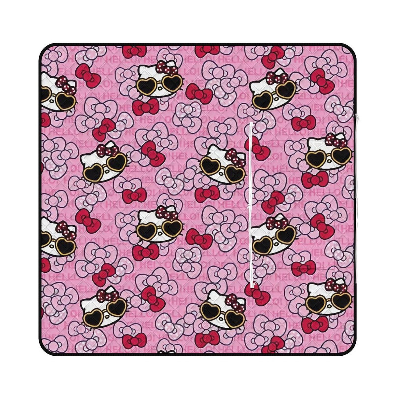 Hello Kitty with Glasses Extra Large Picnic Outdoor Blanket,59 x 59 ...
