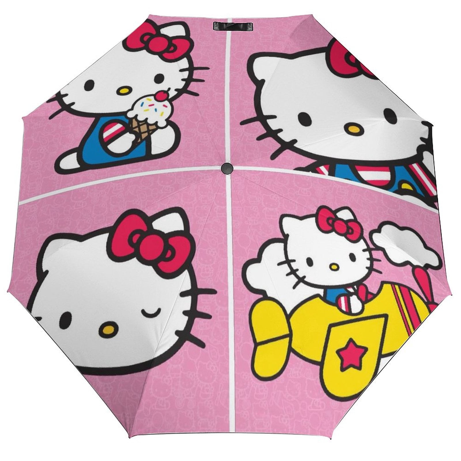 Hello-Kitty Grid Travel Umbrella With Case-Small Compact UV Umbrella ...