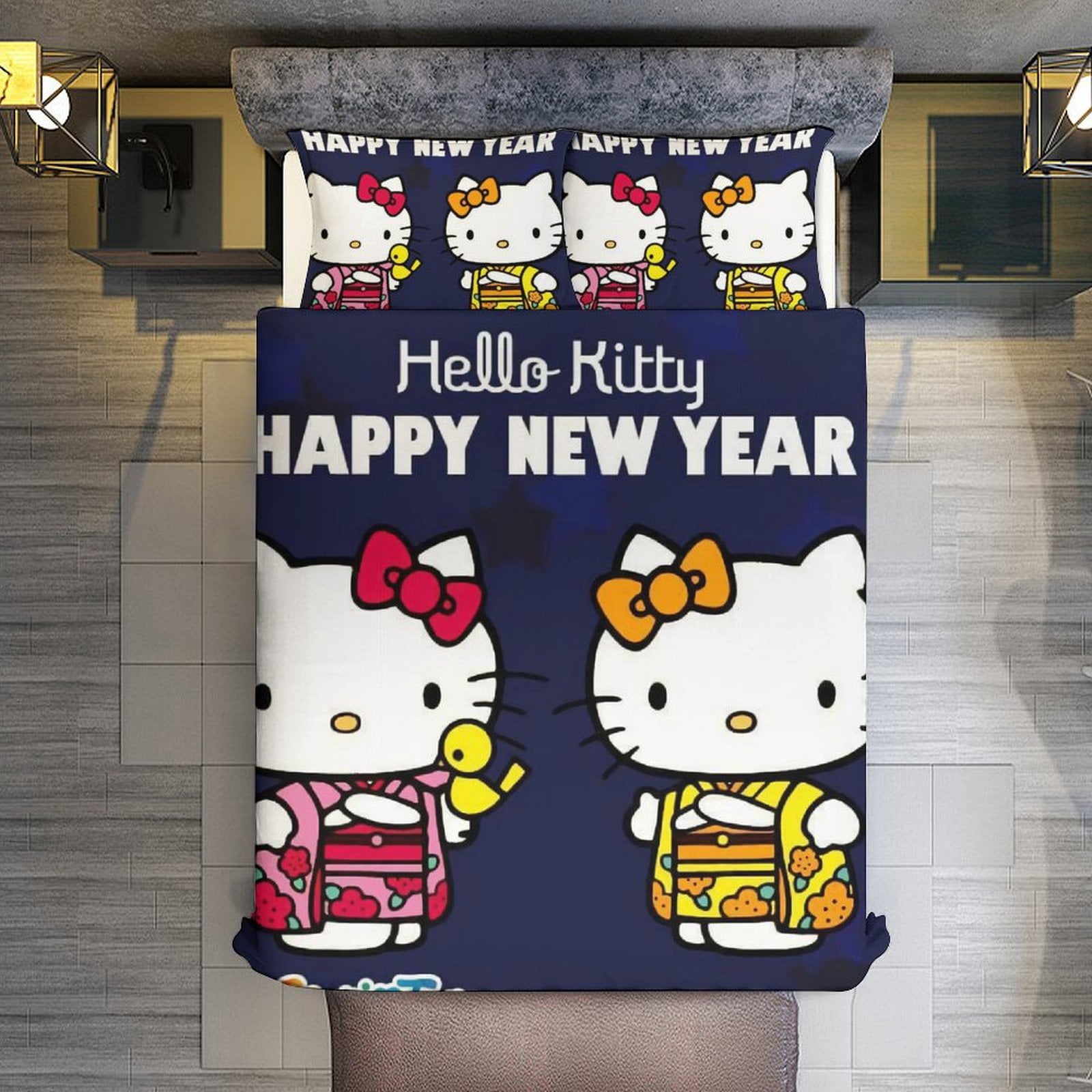 Hello Kitty HAPPY NEW YEAR Duvet Cover,Bedding Set 3pcs for Kids Boys ...