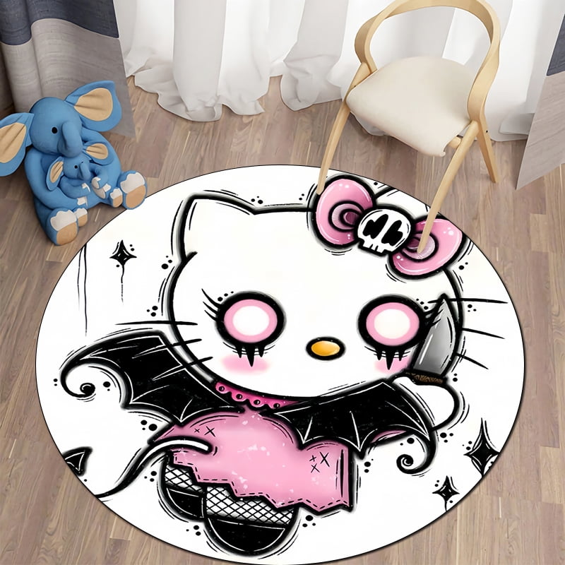 Hello Kitty HD Printed Cartoon Round Carpet for kids Living Room Rugs ...