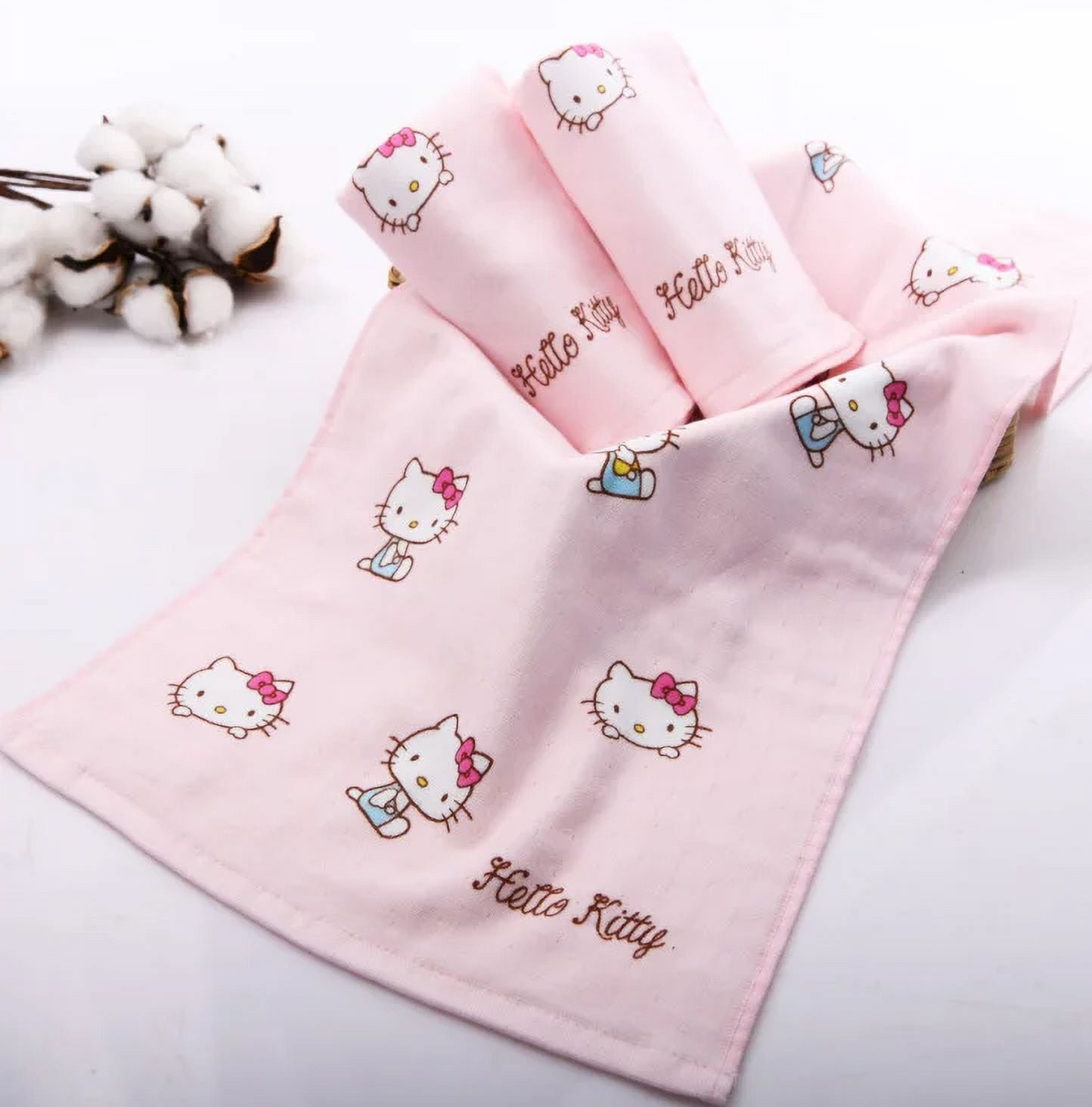 Hello Kitty Hand Towel Cartoon Lovely Pink Printing Face Towel Girl ...