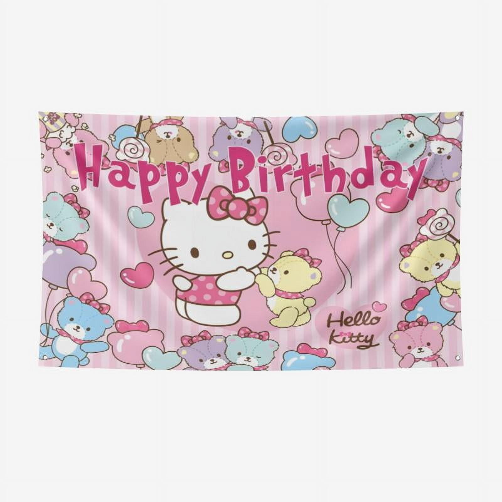 Hello Kitty Happy Birthday Anime Cartoon Theme Backdrops Banner ...
