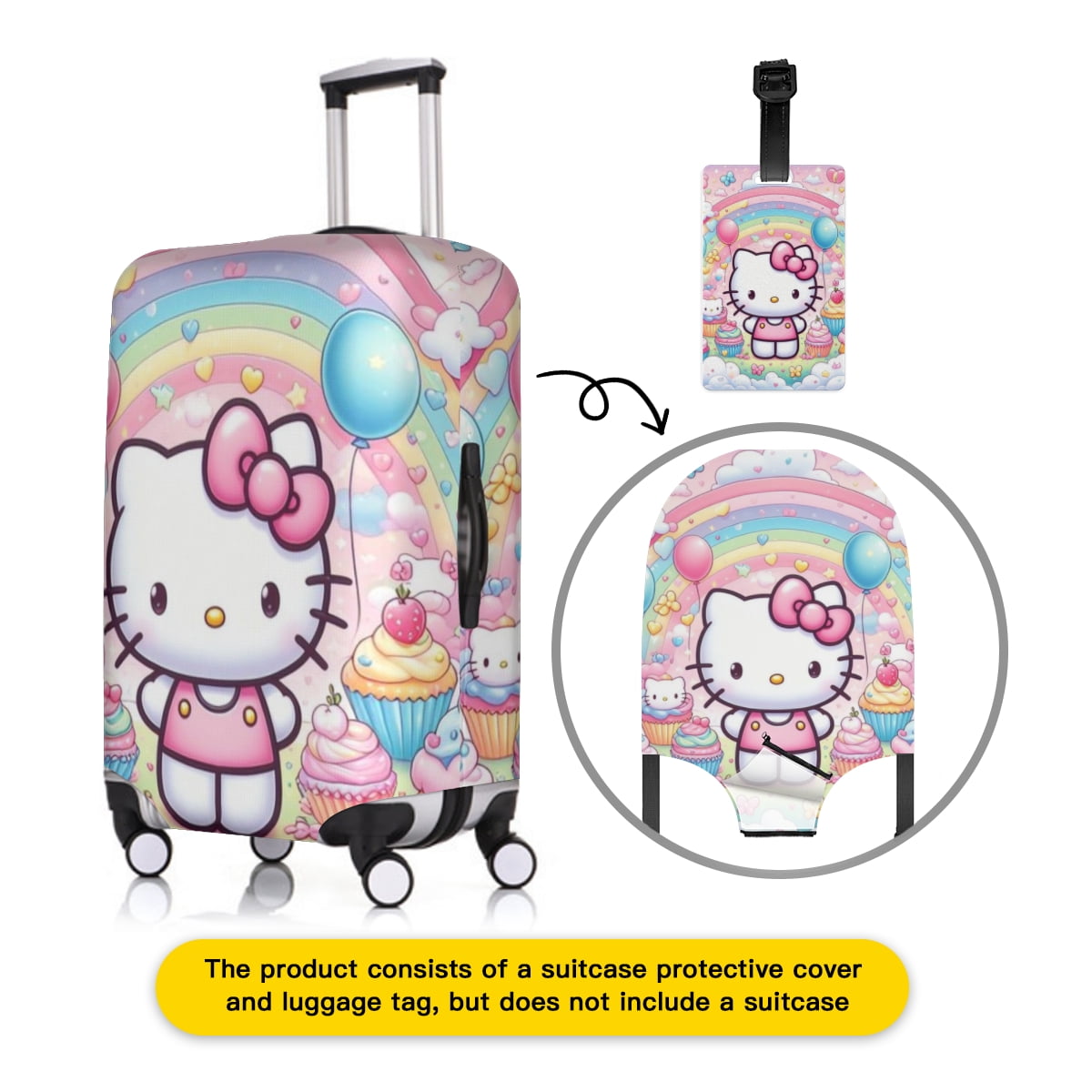 Hello Kitty Hard Shell Suitcase Cover with Luggage Tag, 21inch/25inch ...