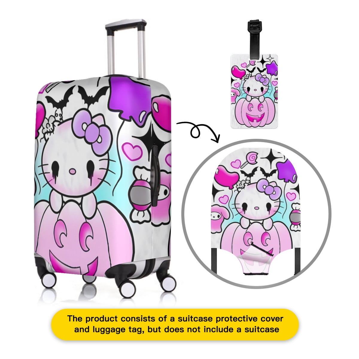Hello Kitty Hard Shell Suitcase Cover with Luggage Tag, 21inch/25inch ...