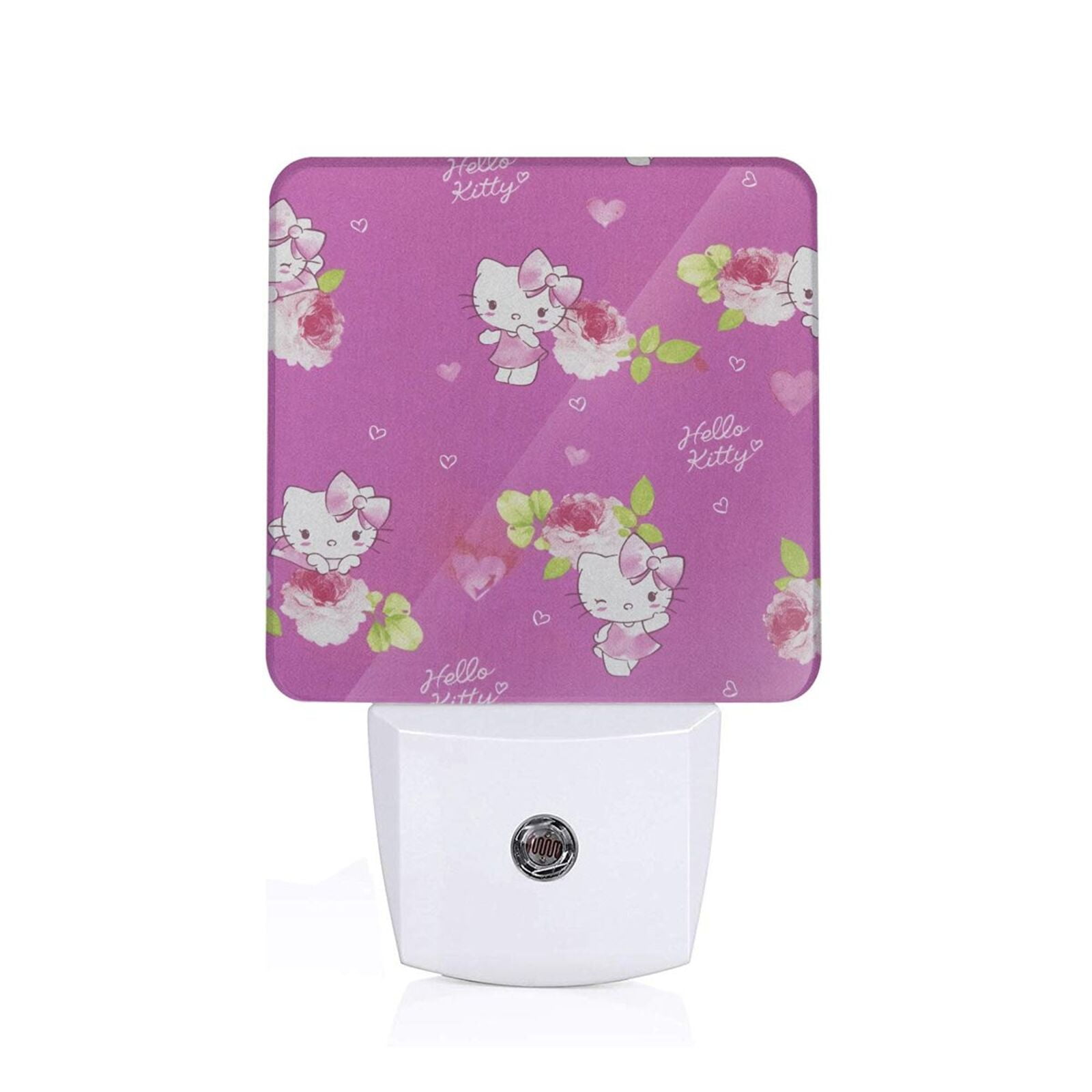 Hello-Kitty Hat Purple Flowers LED Night Light Plug into Wall with Dusk ...