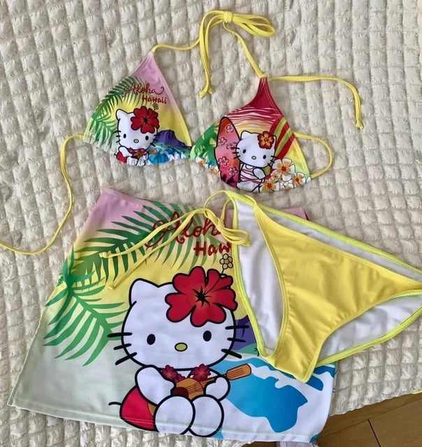 Hello Kitty Hawaii Split Swimsuit Suit For Women In Summer Kawaii Hot
