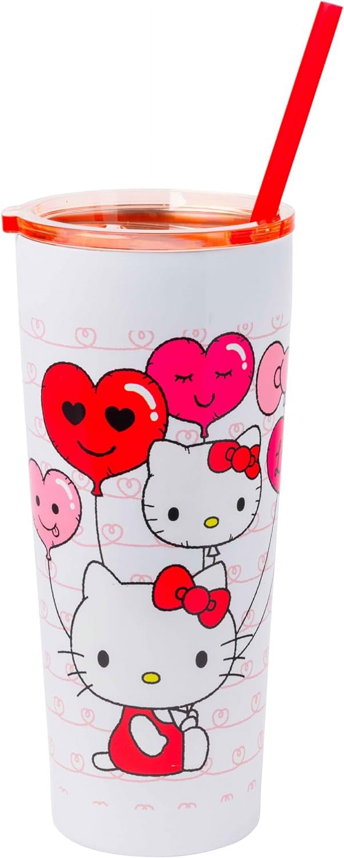 Hello Kitty Heart Balloons 22 oz Stainless Steel Tumbler with Lid and ...