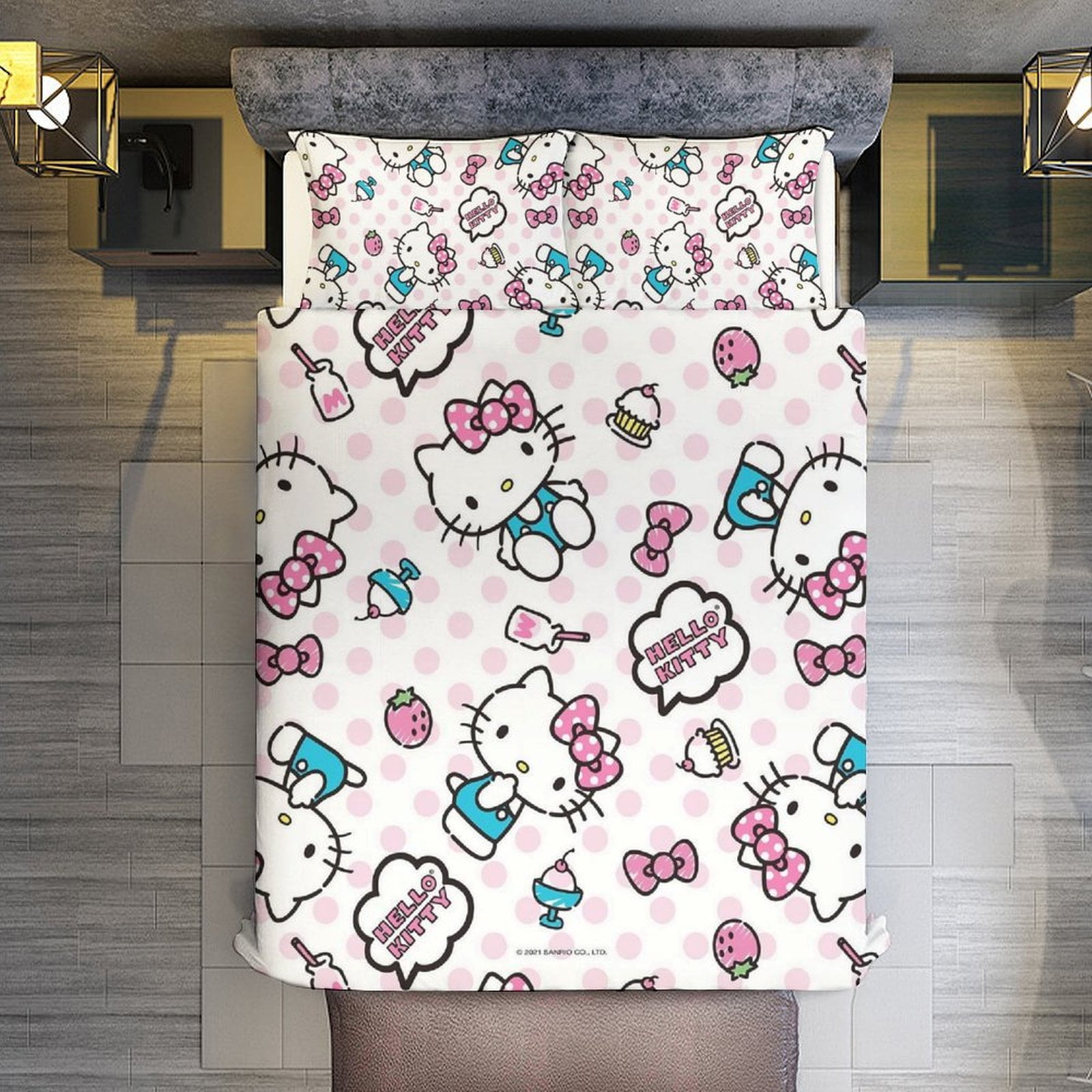 Hello-Kitty Heart Bedding Duvet Cover Queen Size for Kids and Adults-Bed Sheets,Sheets,Sheets ...