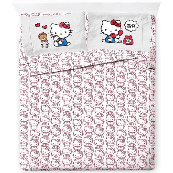 Hello Kitty, Queen Sheet Set, 4-piece, Vibrant Kawaii Design - Walmart.com