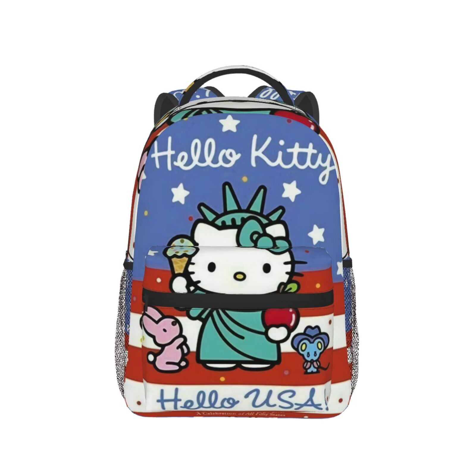 Hello Kitty Hello USA Backpack,Fabric & PVC Backpack with Reinforced ...