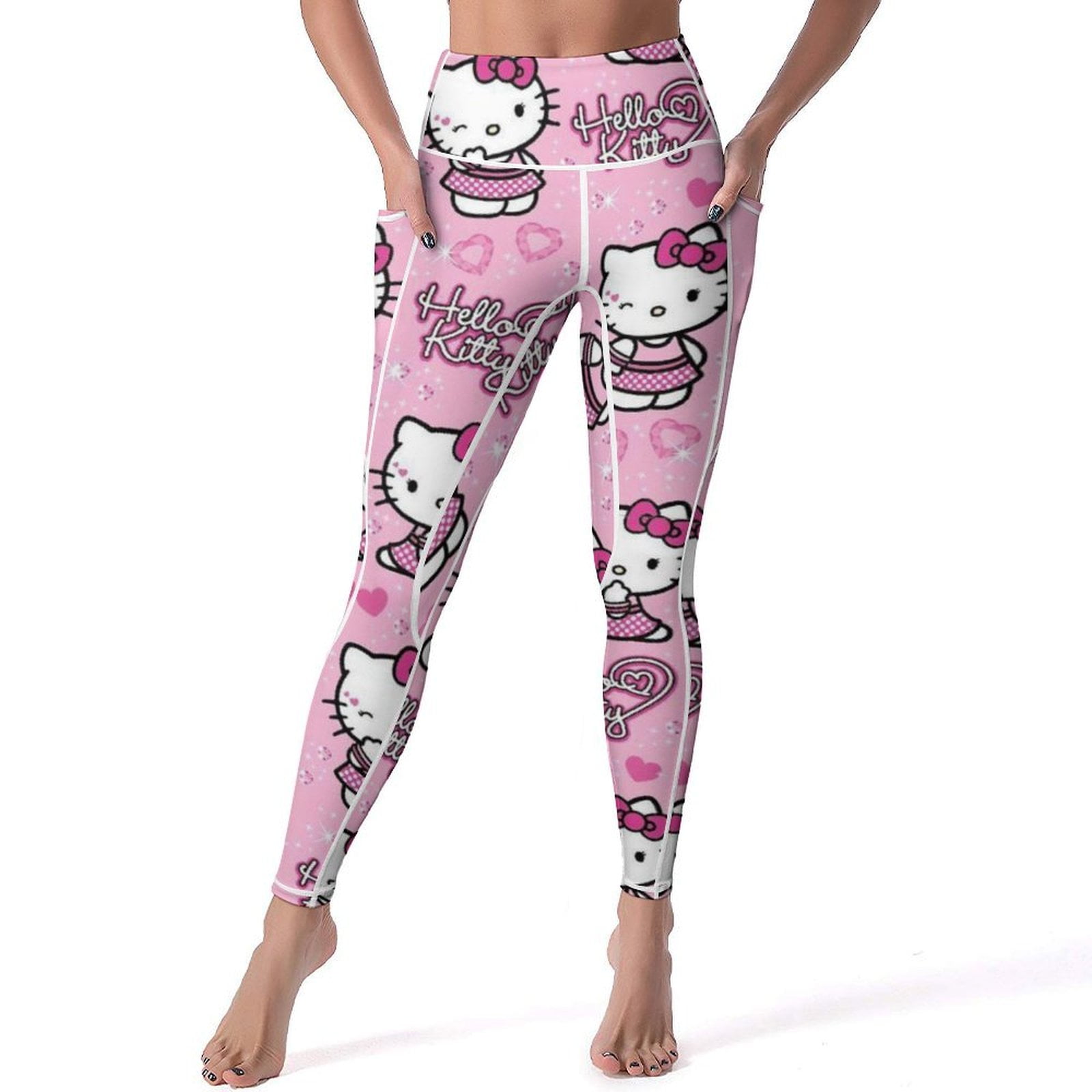 Hello Kitty High Waisted Leggings for Women, Yoga Pants with Pockets ...