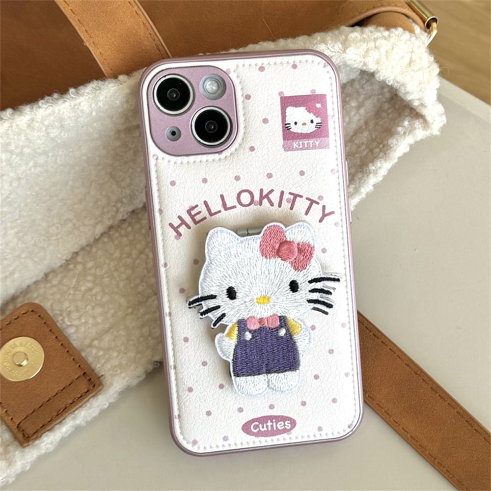 Hello Kitty Holder Case For iPhone 16 15 14 13 Pro Max Matte Shockproof ...