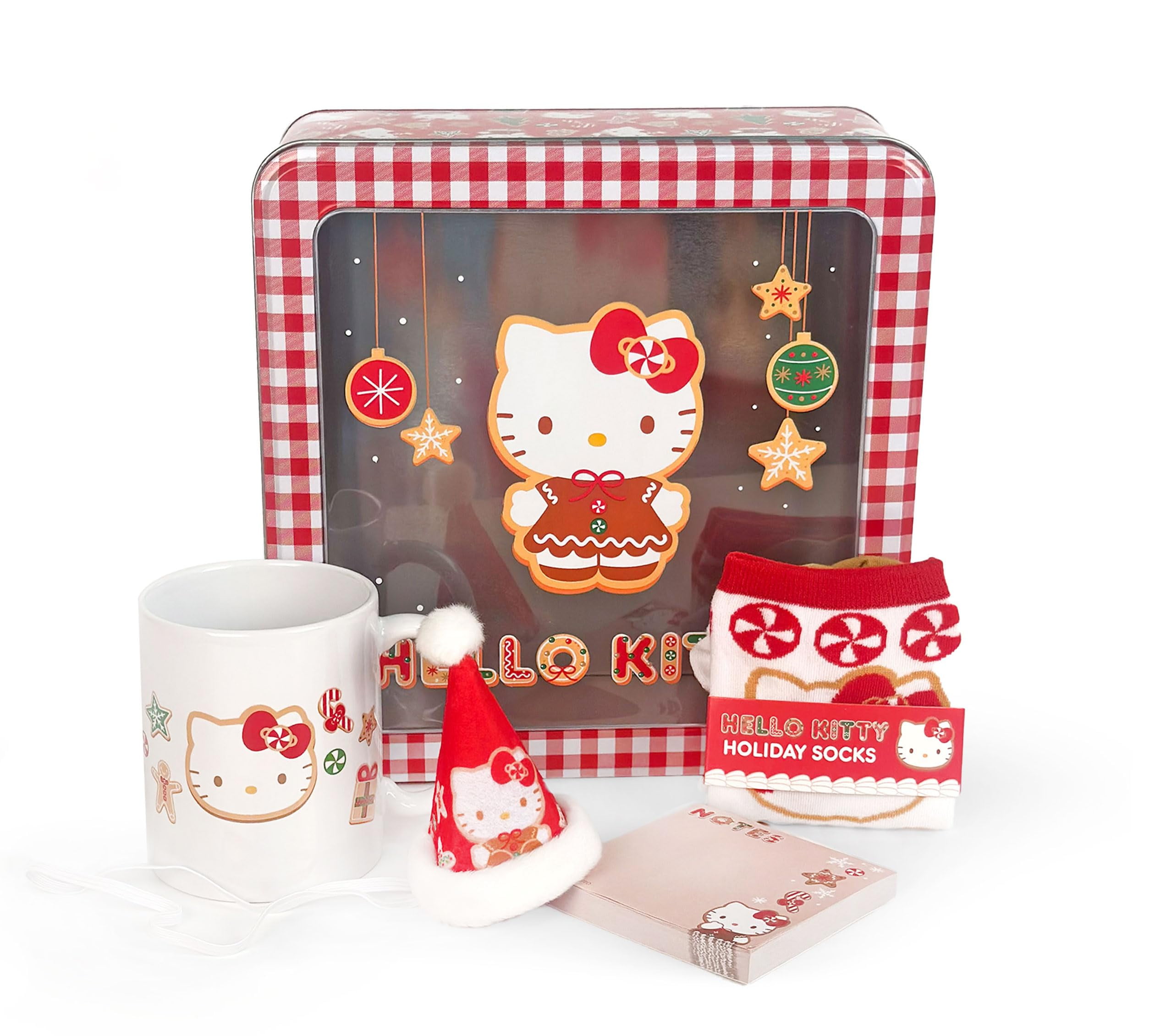 Hello Kitty Holiday Tin Box Gift Set- Hello Kitty Mug, Socks, Santa hat ...