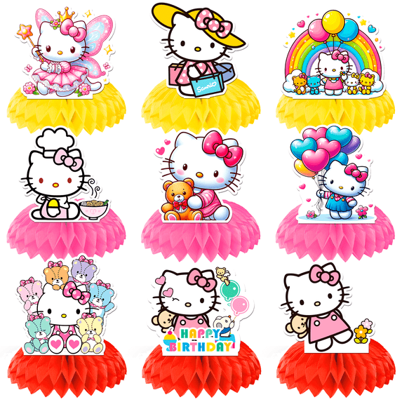 Hello Kitty Honeycomb Centerpieces for Birthday,9pcs Hello Kitty ...