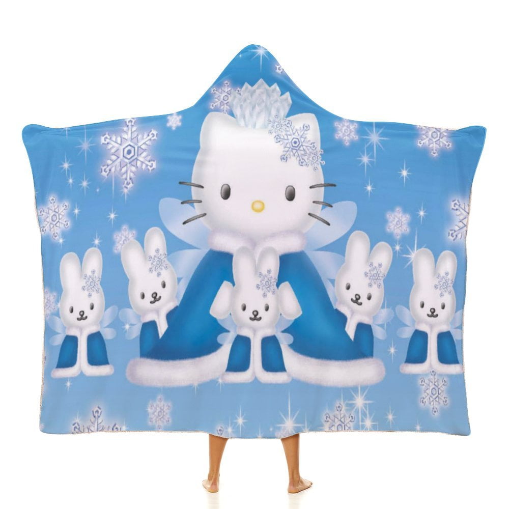 Hello Kitty Hooded Blanket Poncho, Wearable Hooded Blanket Cozy Soft ...