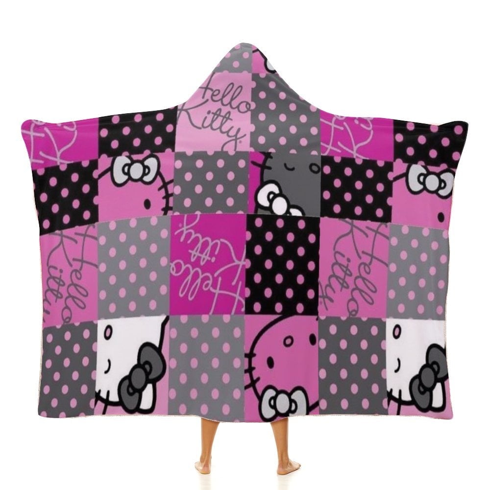 Hello Kitty Hooded Blanket Poncho, Wearable Hooded Blanket Cozy Soft ...