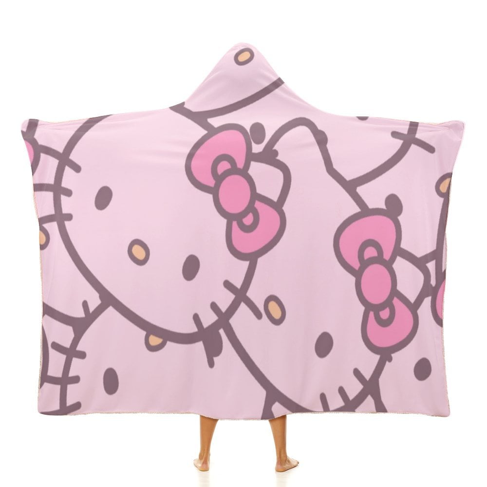 Hello Kitty Hooded Blanket Poncho, Wearable Hooded Blanket Cozy Soft ...