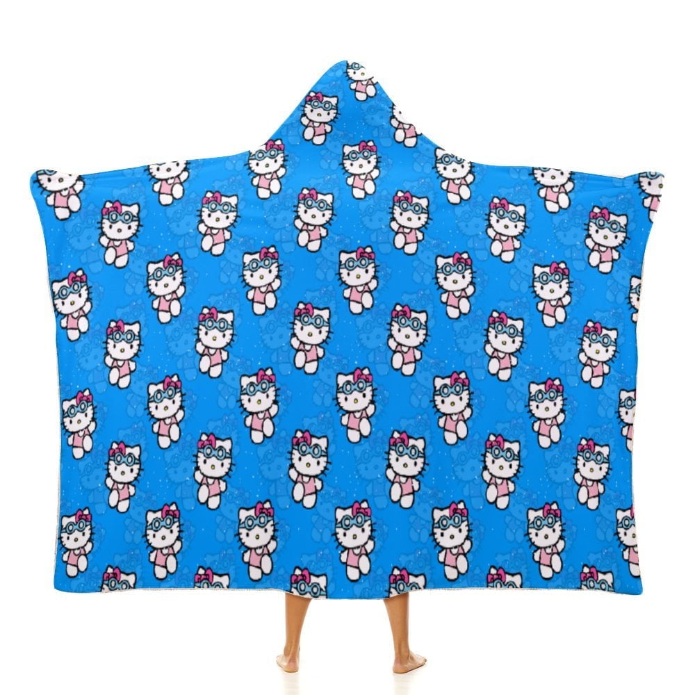 Hello Kitty Hooded Blanket Poncho, Wearable Hooded Blanket Cozy Soft ...