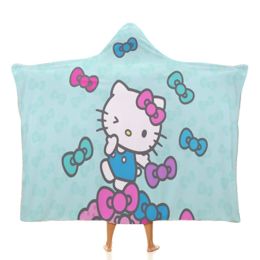 Hello Kitty Hooded Blanket Poncho, Wearable Hooded Blanket Cozy Soft ...