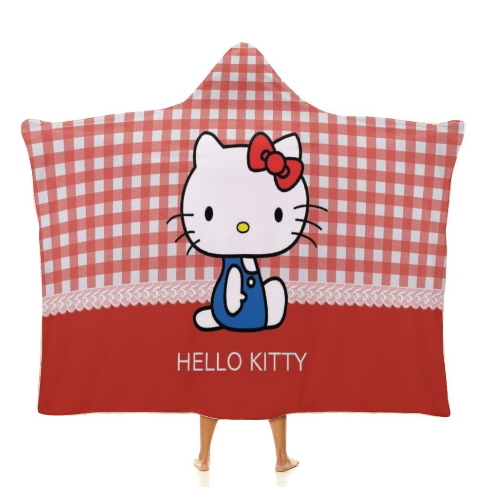 Hello Kitty Hooded Blanket Poncho, Wearable Hooded Blanket Cozy Soft ...