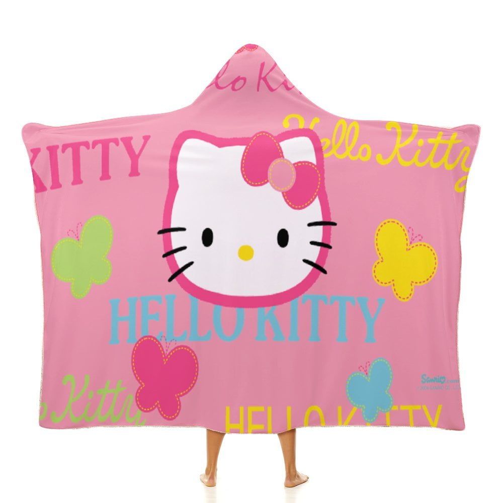 Hello Kitty Hooded Blanket Poncho, Wearable Hooded Blanket Cozy Soft ...