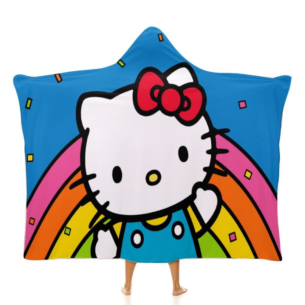Hello Kitty Hooded Blanket Poncho, Wearable Hooded Blanket Cozy Soft ...