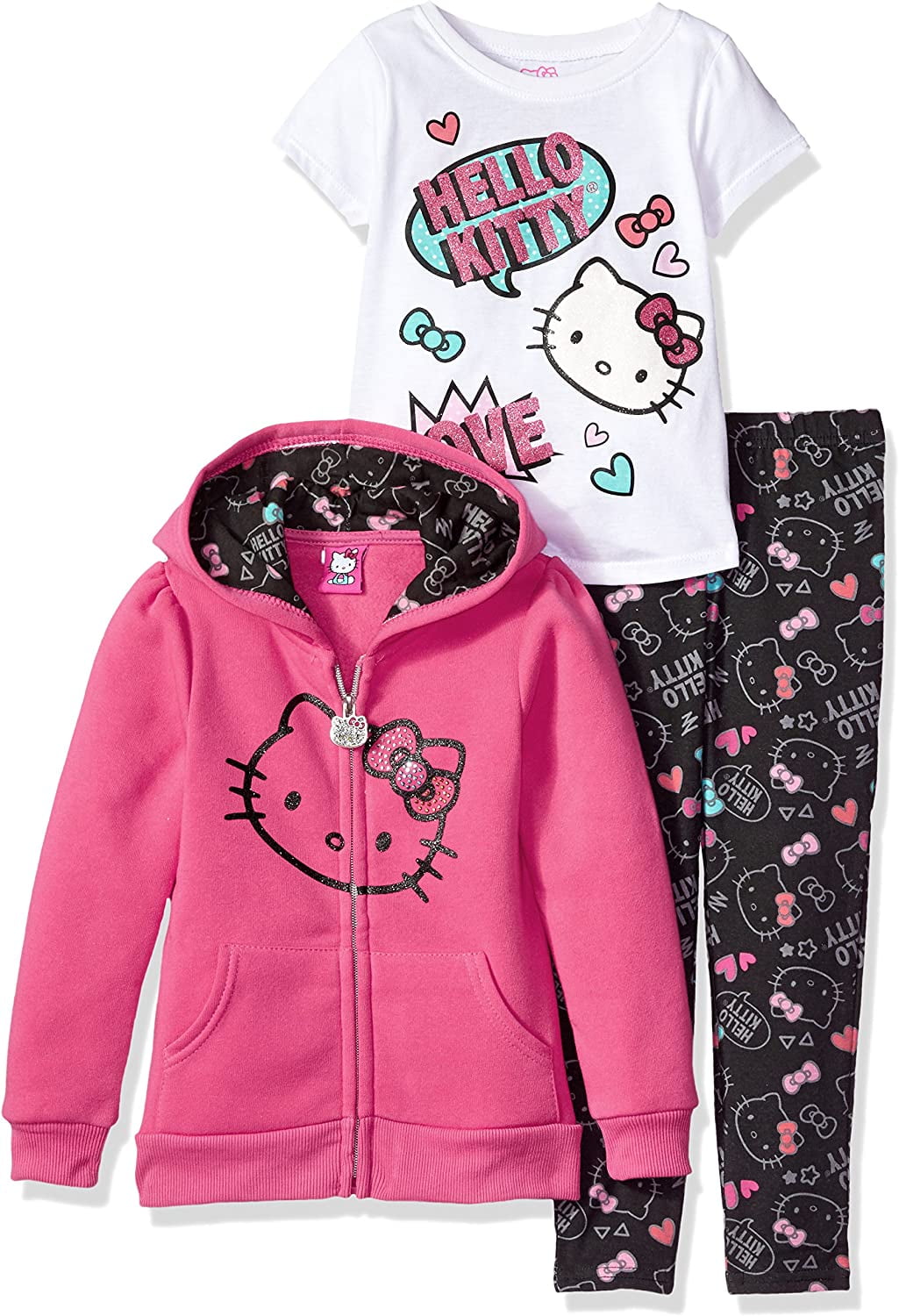 Hello Kitty Kids Clothes: 3-Piece Hooded Legging Set - Walmart.com