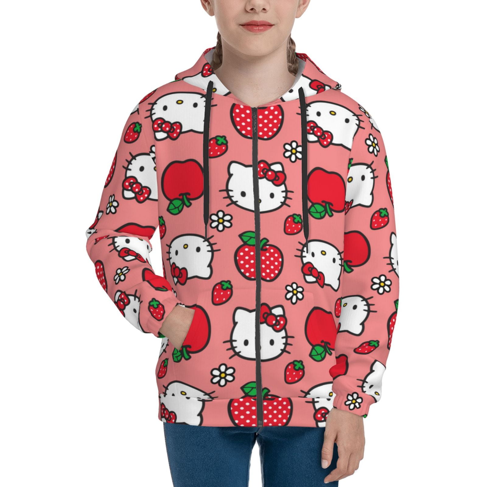 Hello Kitty Hoodie 3D Print Pullover Hooded Long Sleeve Sweatshirts ...