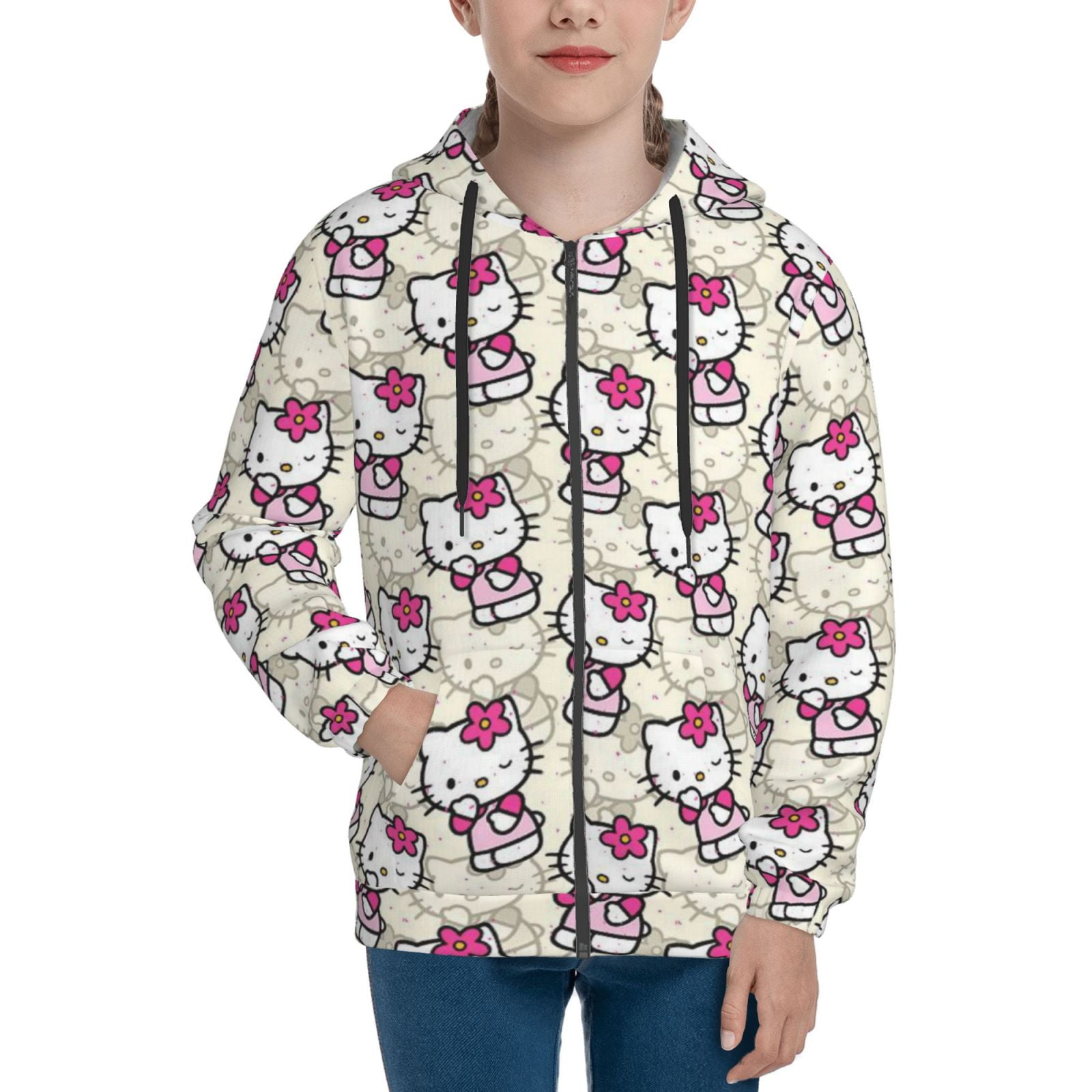 Hello Kitty Hoodie 3D Print Pullover Hooded Long Sleeve Sweatshirts ...