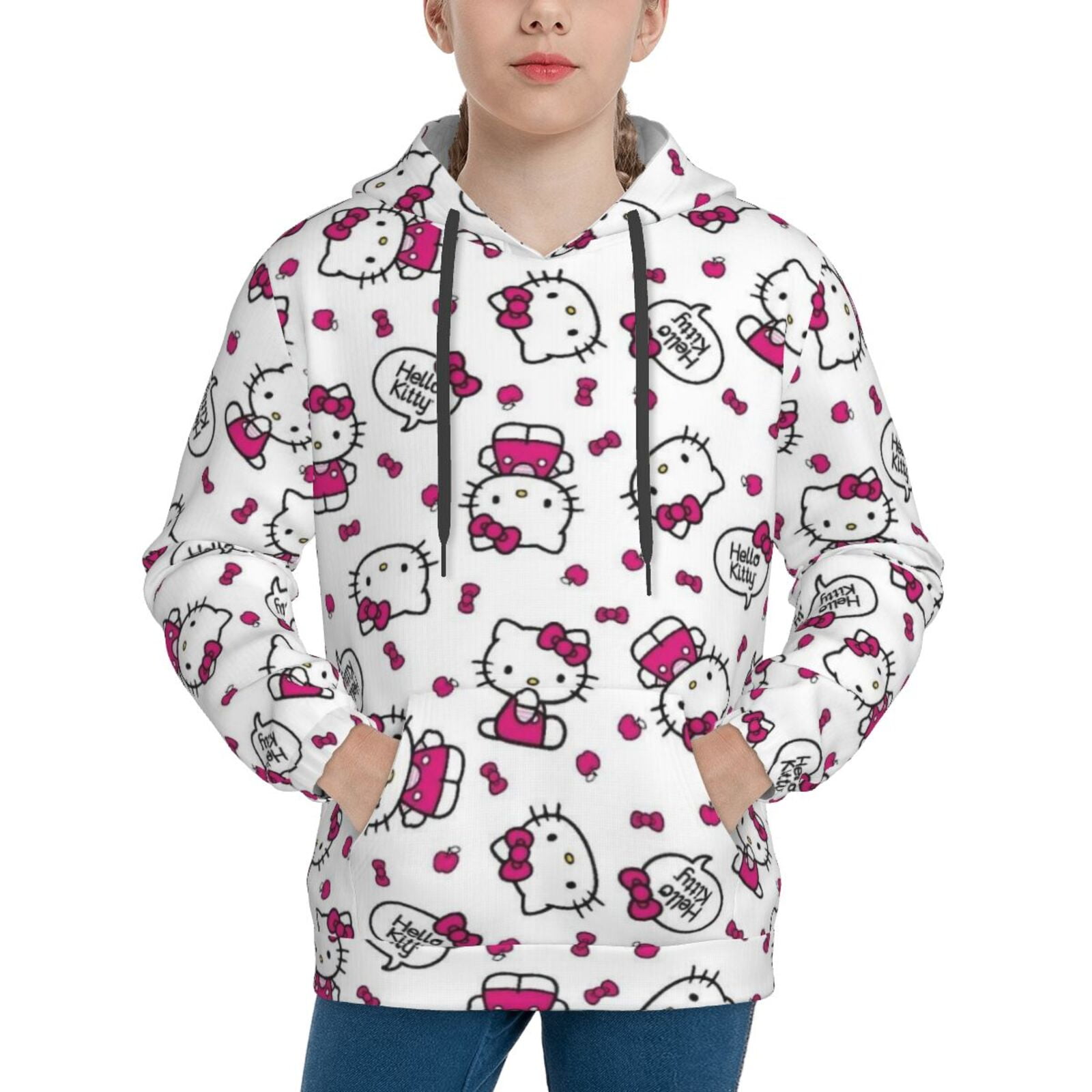 Hello Kitty Hoodie 3D Print Pullover Hooded Long Sleeve Sweatshirts ...