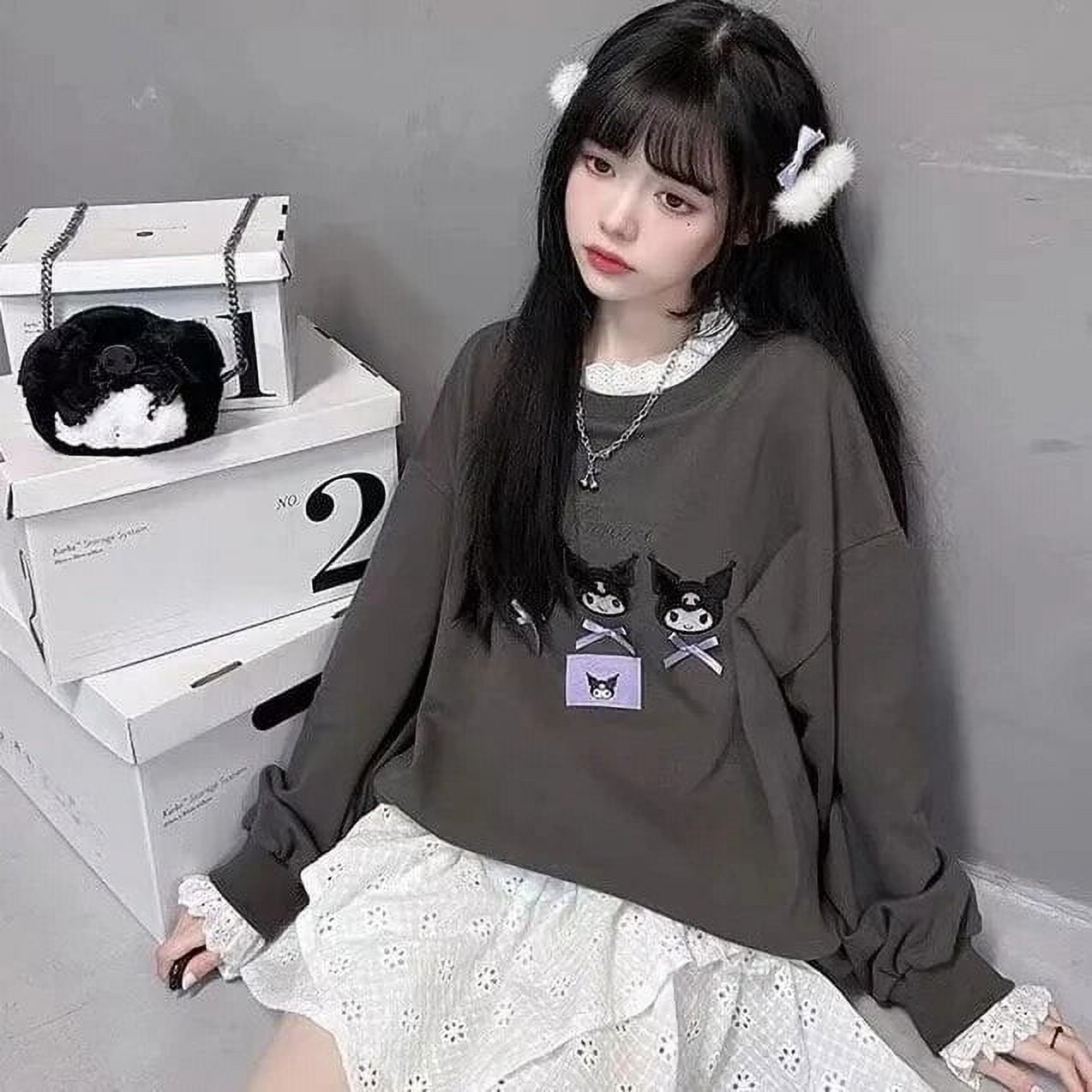 Hello Kitty Hoodies Autumn Womens Lace Harajuku Y2k Tops Kawaii ...