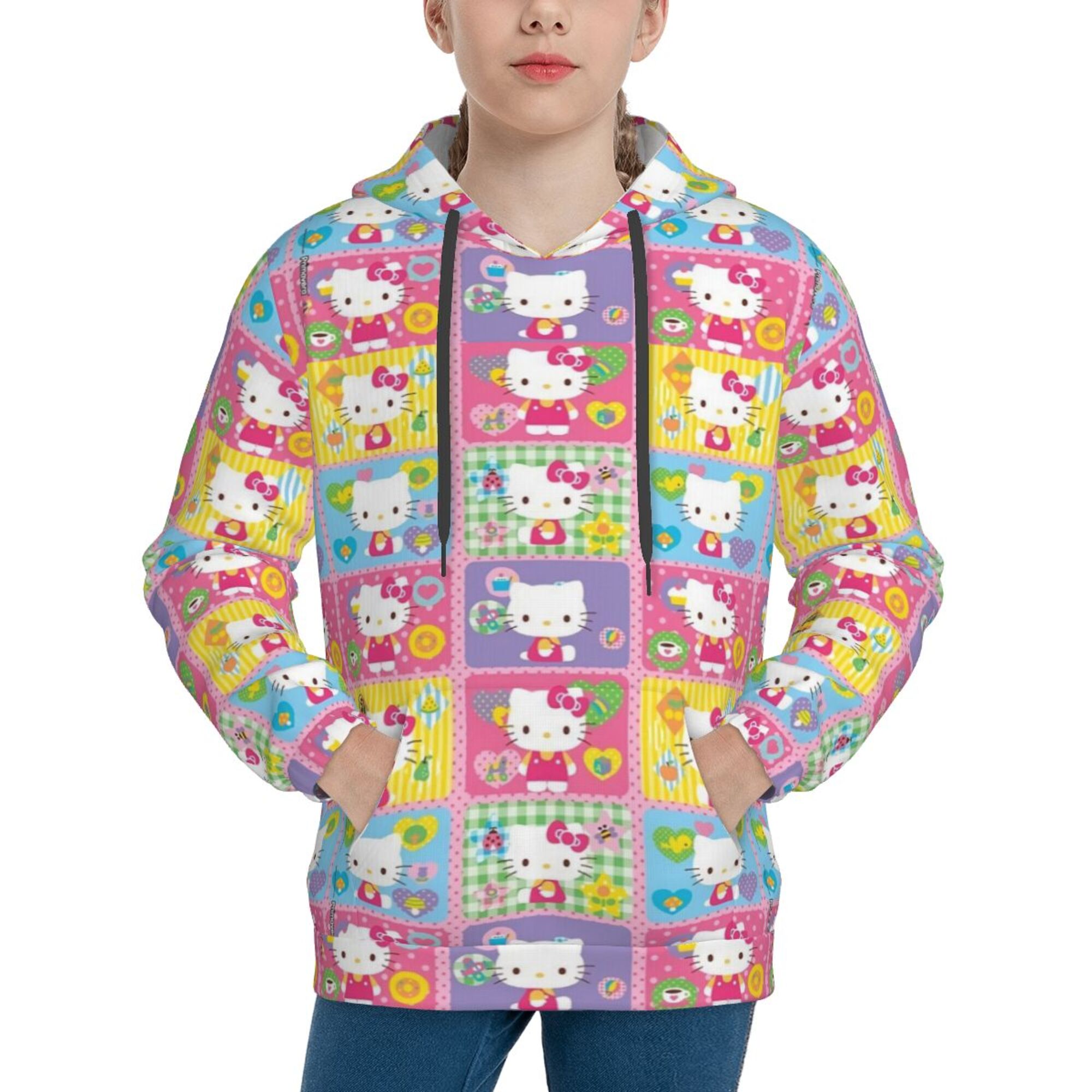 Hello Kitty Hoodies for Boys Girls Teen Kids,Soft Hooded Sweatshirts Pullover Hooded Clothes ...