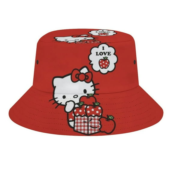 Hello Kitty I Love Apple Bucket Hat for Women Men Teens, Adjustable ...