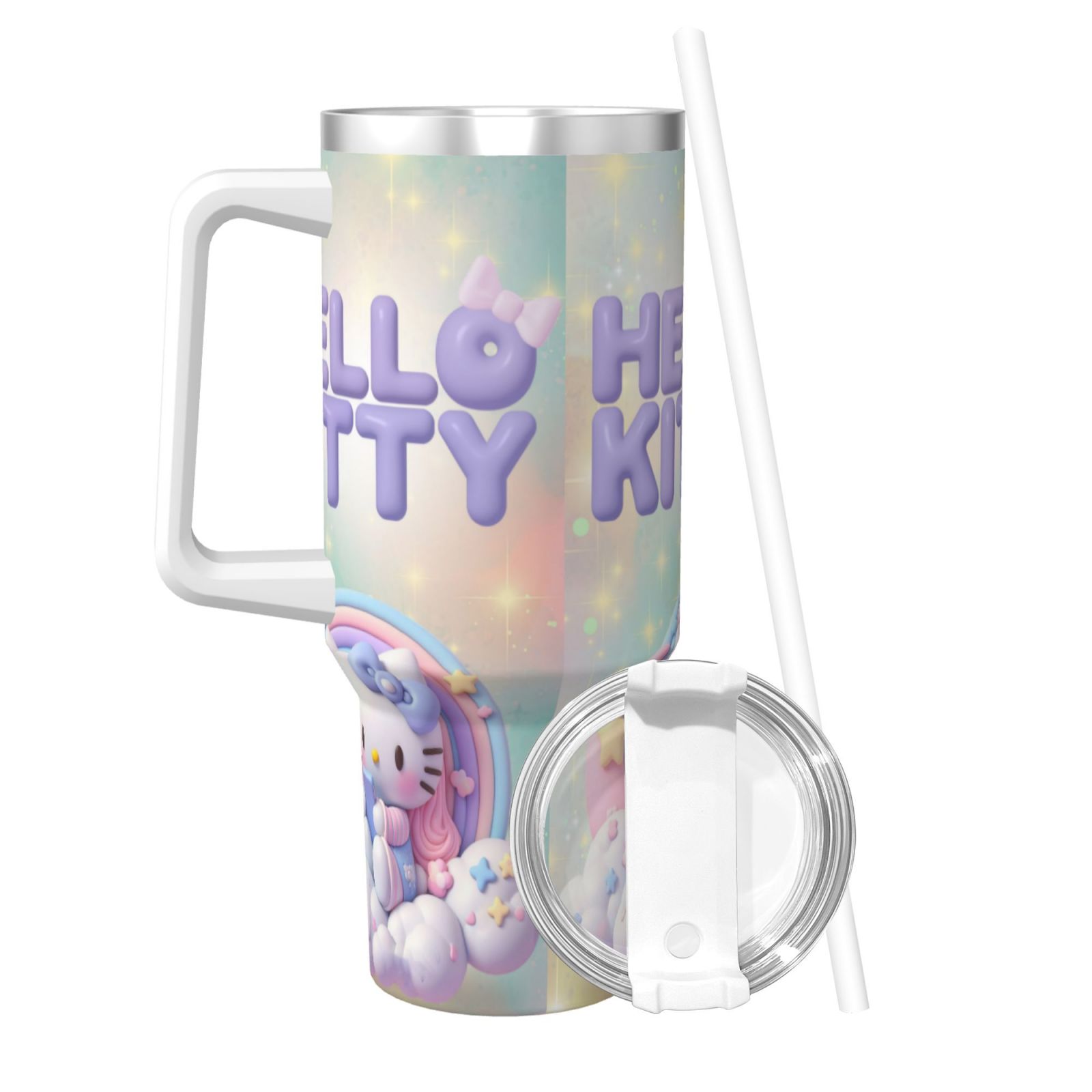 Hello Kitty Ice Bully Cup With Handle And Straw, Double Stainless Steel ...