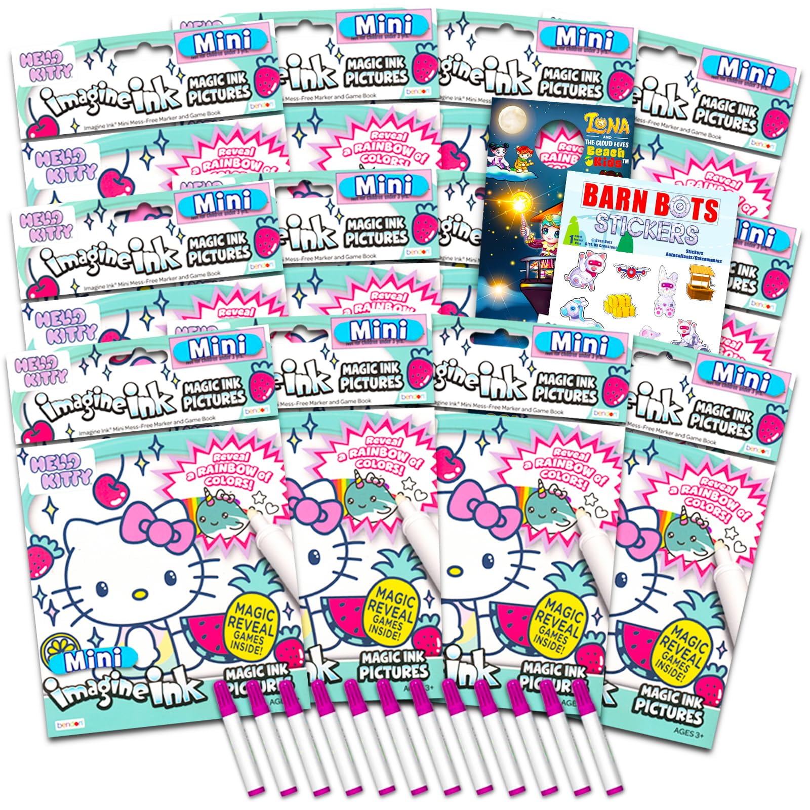 Hello Kitty Imagine Ink MMF7 Party Favor Set- 12 Pack No-Mess Magic Ink ...