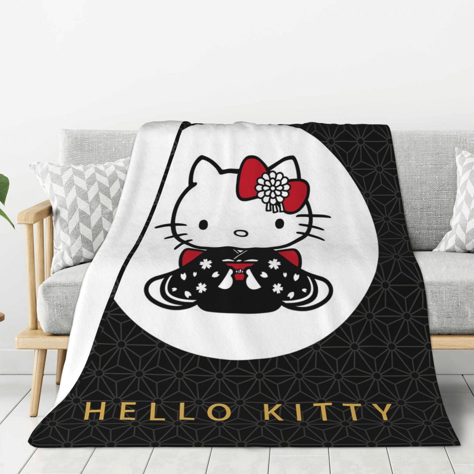 Hello Kitty In Kimono Fleece Blanket for Bed,40x30 Inches Fleece Throw ...