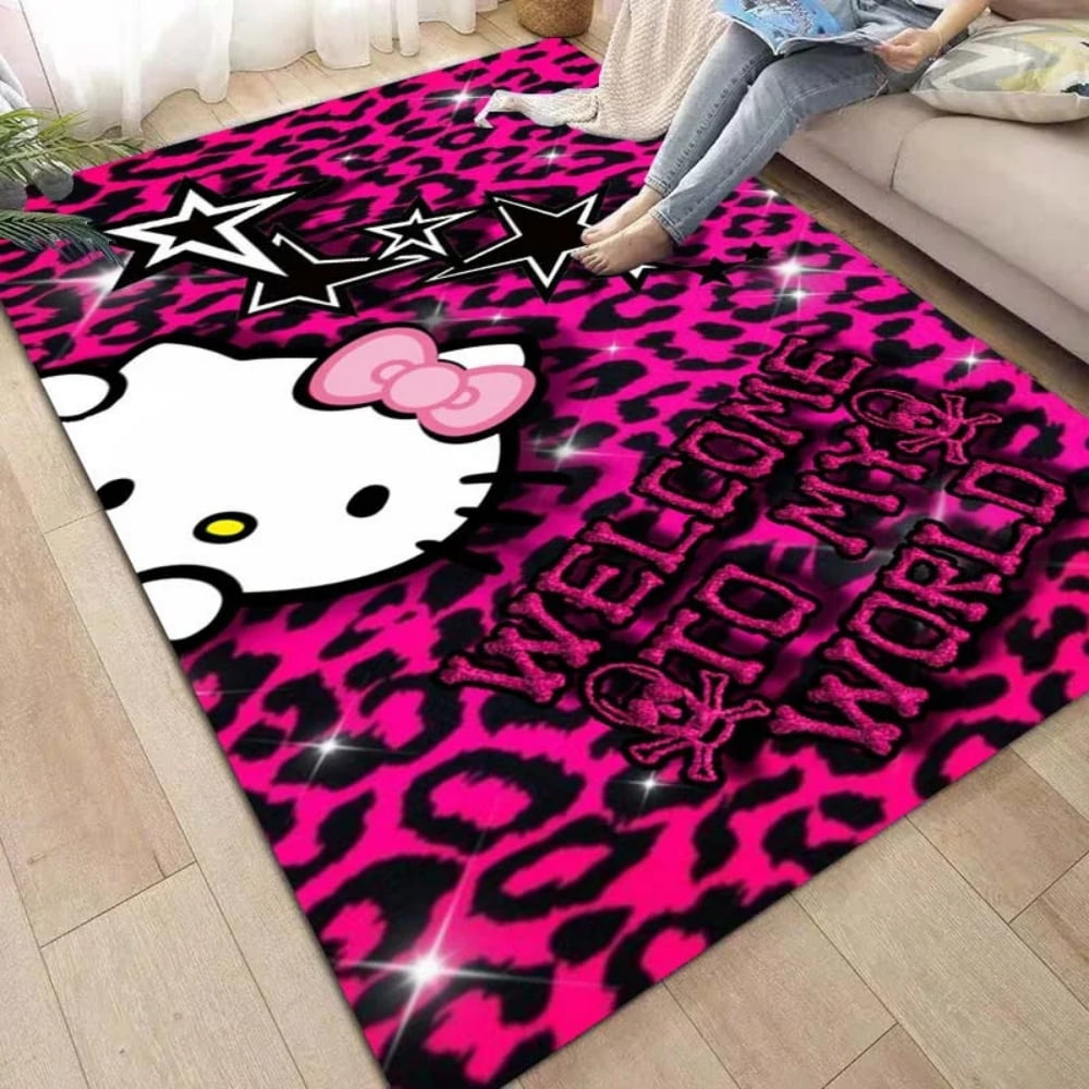Hello Kitty Inspired Aesthetic Rug Playful Pink Carpet for Bedroom Teen ...