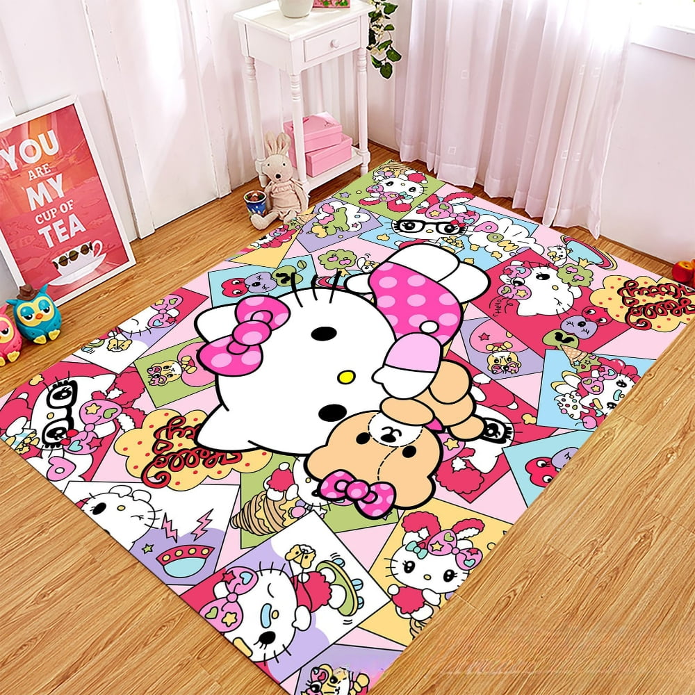 Hello Kitty Inspired Aesthetic Rug Playful Pink Carpet for Bedroom Teen ...