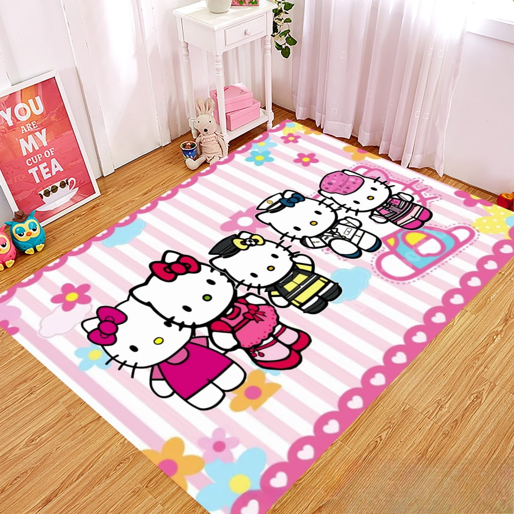Hello Kitty Inspired Aesthetic Rug Playful Pink Carpet for Bedroom Teen ...